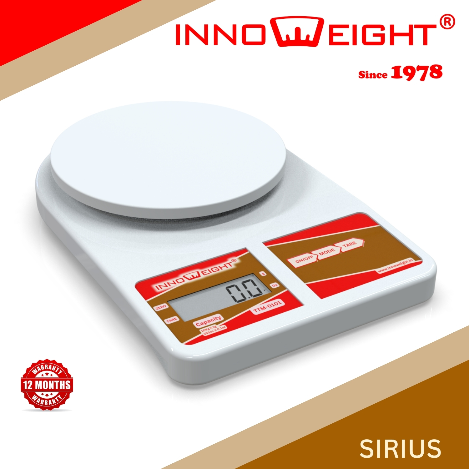 Innoweight Sirius Portable Weighing Scale. Thin Form Factor. 10kg