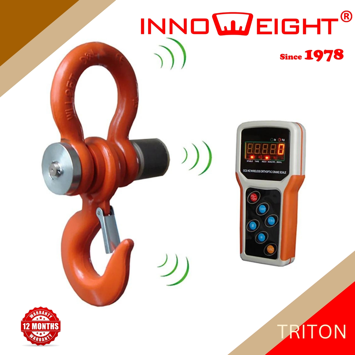 Innoweight Triton crane hanging scale, wireless handheld remote